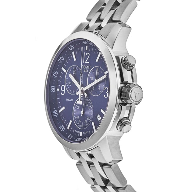 Tissot Prc 200 Quartz Chronograph Blue Dial Steel Men's Watch T114.417.11.047.00 | ShopSimon