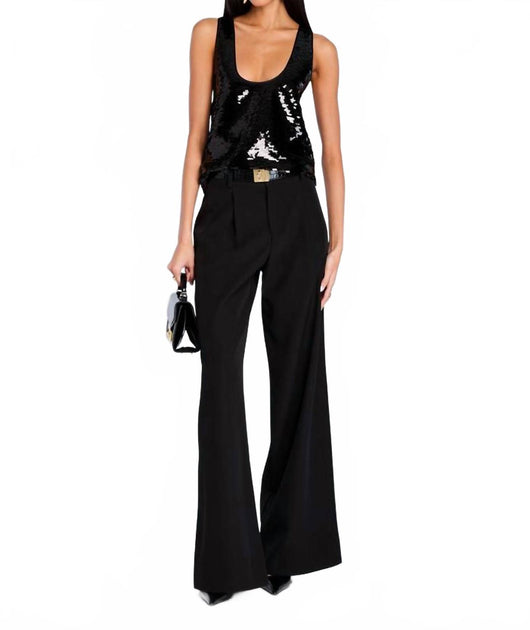 RETROFETE Mandy Sequin Top In Black | ShopSimon