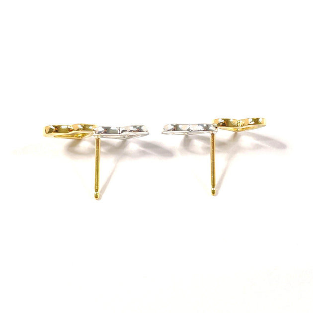 Tiffany & Co Silver 925/k18 Gold Double Heart Earrings | ShopSimon