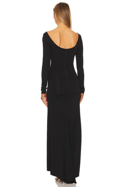 alice + olivia Kalena Plunge Crystal Jersey Cut Out Maxi Dress In Black | ShopSimon