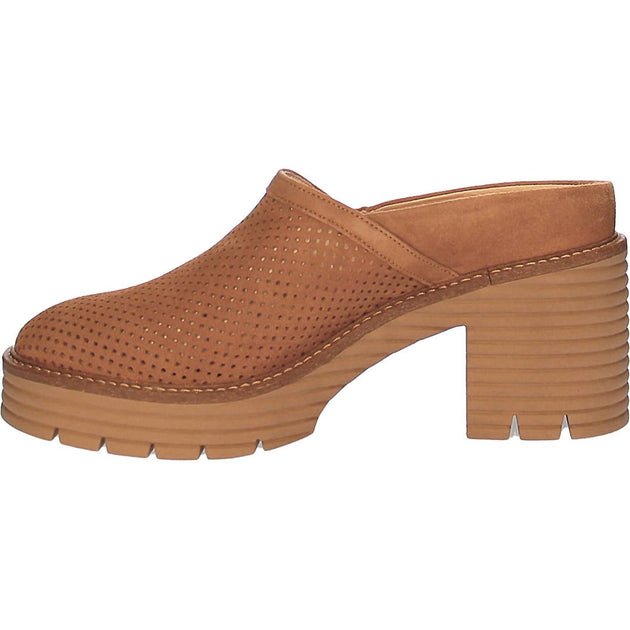 Softwaves Women's Mansi Slip On Clog Mule In Cognac Suede | ShopSimon