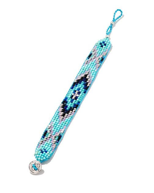 Kendra Scott Britt Beaded Bracelet in Rhodium/Turquoise Mix | ShopSimon