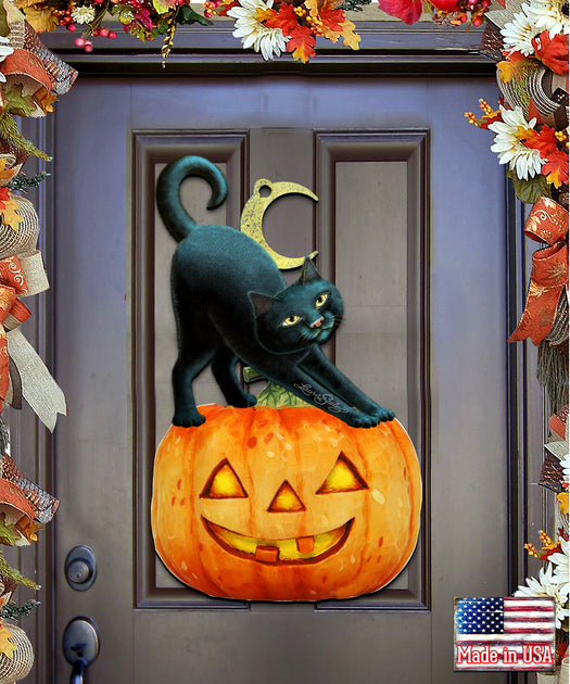 Designocracy Spooky Halloween Cat Door Hanger | ShopSimon