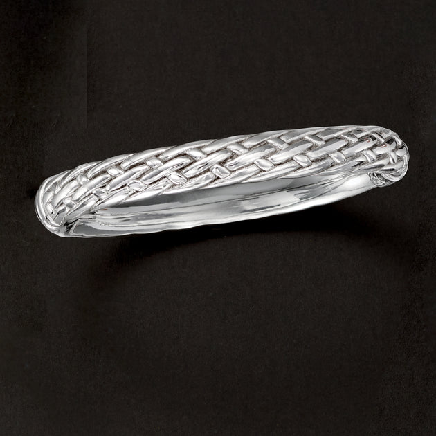 Ross-Simons Sterling Silver Basketweave Bangle Bracelet | ShopSimon