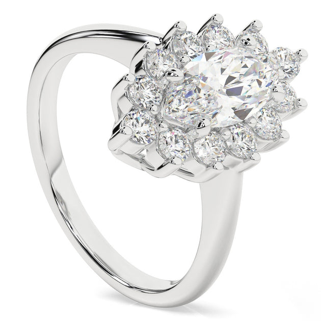Pompeii3 1 1/2ct Marquise Diamond Halo Engagement Ring 14k Gold Lab Grown | ShopSimon