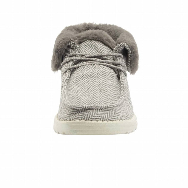 HEY DUDE Women's Britt Shoes In Herringbone Grey | ShopSimon