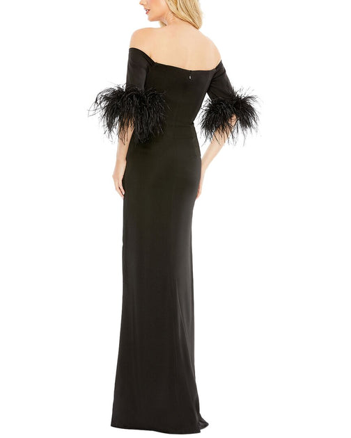 Mac Duggal Feather Trim Column Gown | ShopSimon