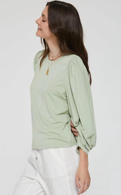 Another Love Jill Bell Top In Pistachio | ShopSimon