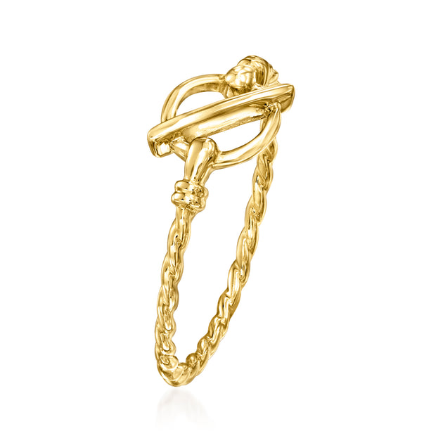 RS Pure By Ross-simons 14kt Yellow Gold Twisted Rope Toggle Ring ...