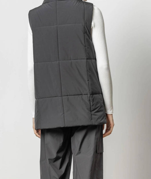 Lilla P Nylon Long Vest In Jet Black | ShopSimon