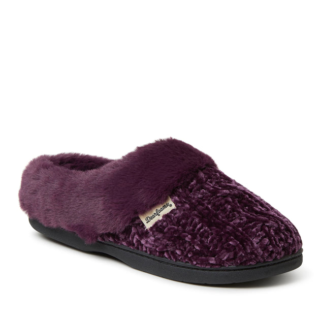 Dearfoams Womens Claire Cable Knit Chenille Clog Slipper | ShopSimon