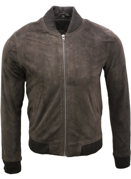 Infinity Leather Mens Retro Goat Suede Varsity Leather Bomber Jacket ...