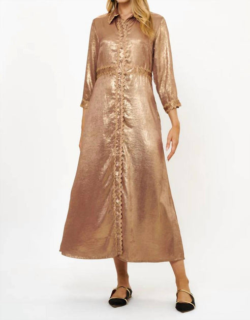 Oliphant Shirt Maxi Dress In Gold | ShopSimon