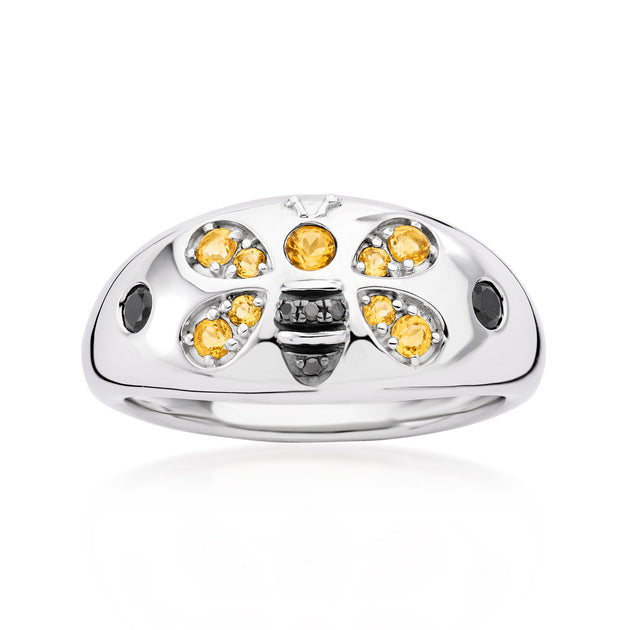 Ross-Simons Black Spinel And . Citrine Bumblebee Ring With Black ...