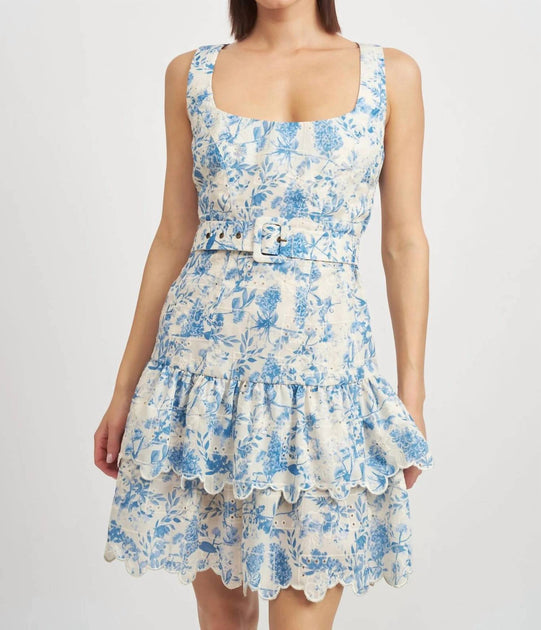 En Saison Davina Mini Dress In Blue Floral | ShopSimon