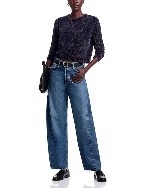 Bella Dahl Crew Neck Chenille Sweater In Galaxy Smoke | ShopSimon