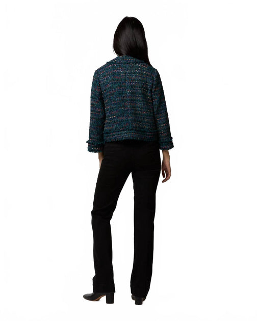Ann Mashburn Chelsea Jacket In Peacock/ Multi Sparkle Tweed | ShopSimon