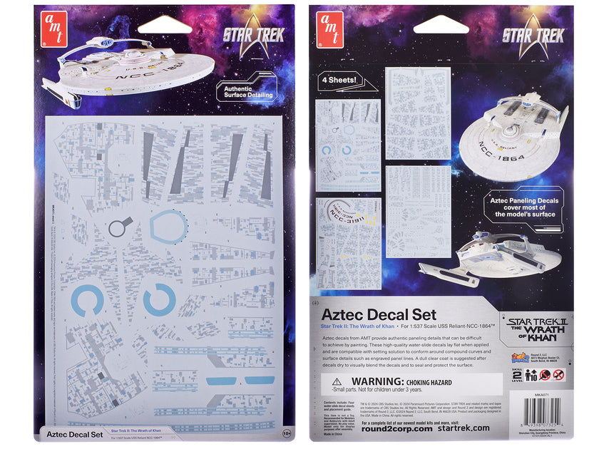 AMT U.s.s. Reliant Ncc-1864 Aztec Decal Set "star Trek Ii: The Wrath Of ...