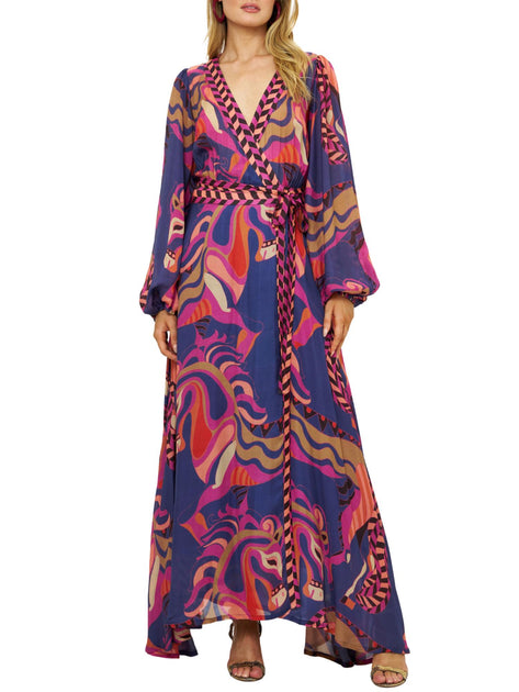 Oliphant Wrap Dress In Arabia Navy | ShopSimon