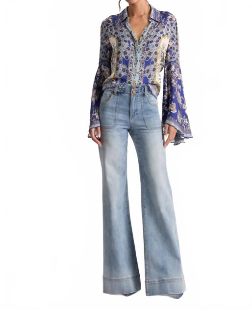 alice + olivia Willa Bell Sleeve Top In Forevermore | ShopSimon