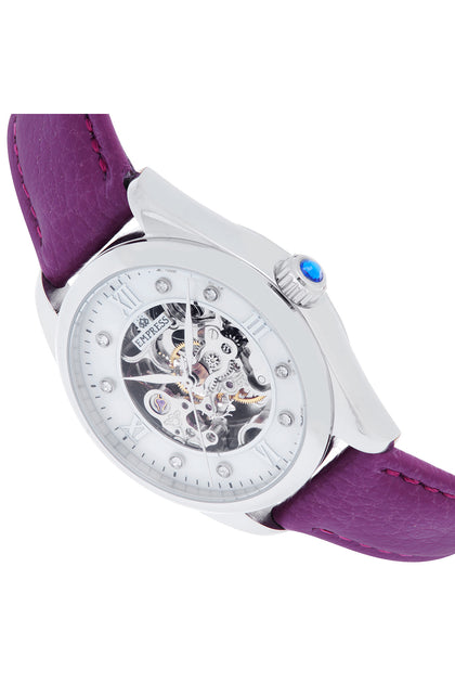 Empress Magnolia Automatic Mop Skeleton Dial Leather-band Watch | ShopSimon