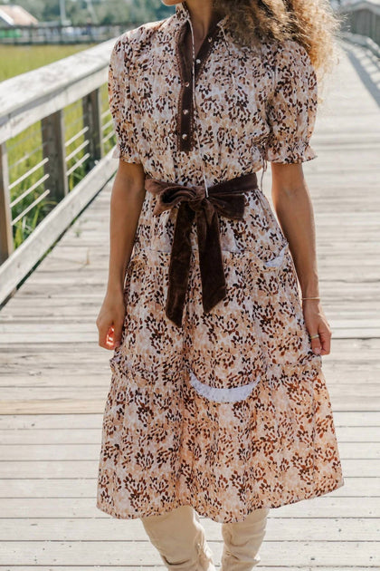 Marigold Capri Midi Dress In Chestnut | ShopSimon