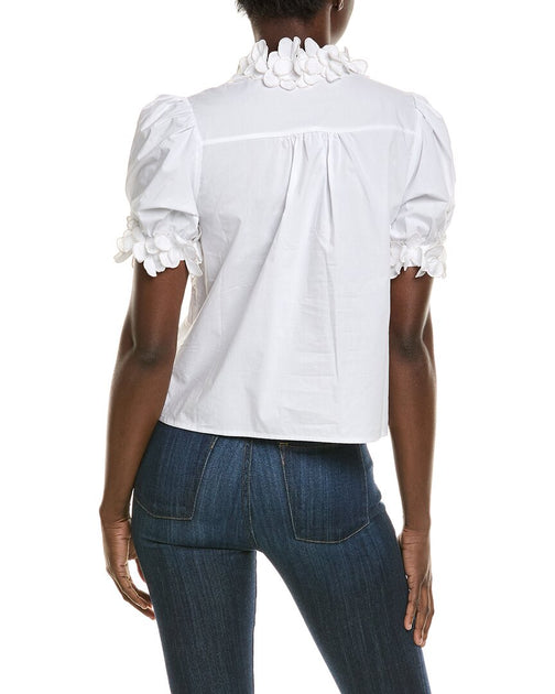 Stellah 3d Floral Trim Blouse | ShopSimon