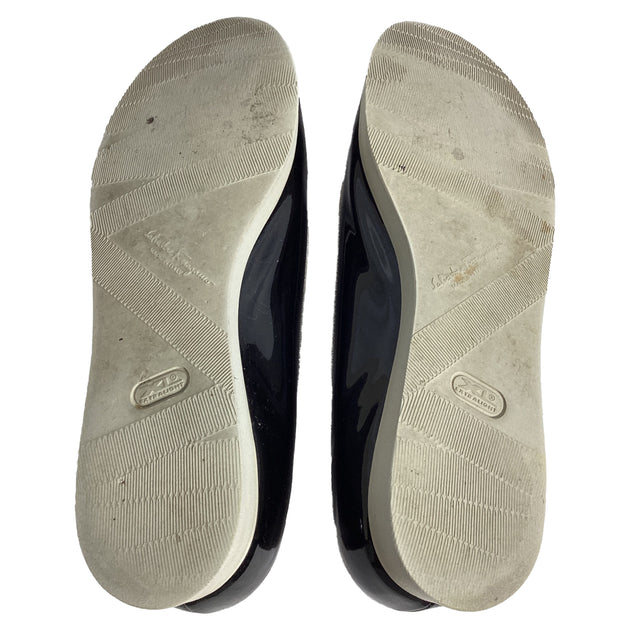 Salvatore Ferragamo Platform Ballet Flats In Black Patent Leather ...