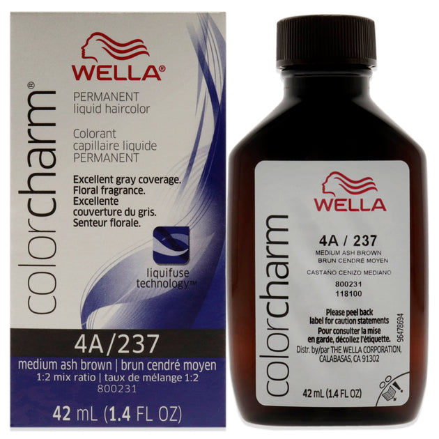 Wella Color Charm Permanent Liquid Hair Color - 237 4a Medium Ash Brown ...