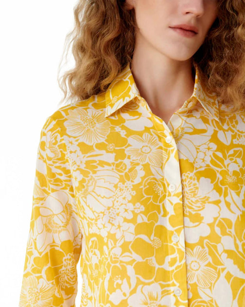 Emporio Sirenuse Patricia Bloom Blouse In Yellow | ShopSimon