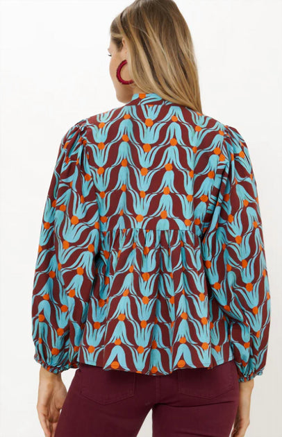 Oliphant Mandarin Balloon Top In Tulip Orange | ShopSimon