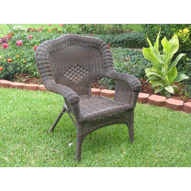 International Caravan Camelback Resin Wicker Patio Chairs (Set of 2 ...