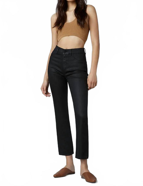 DL1961 - Women's Wax Coated Patti Straight Jean In Black | ShopSimon