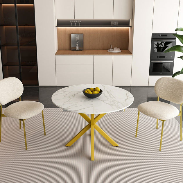 Maison Boucle Modern Round Extendable Dining Table | ShopSimon