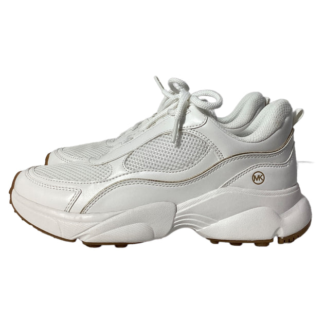 Michael Kors Katrina Mesh Trainer In Optic White Leather | ShopSimon