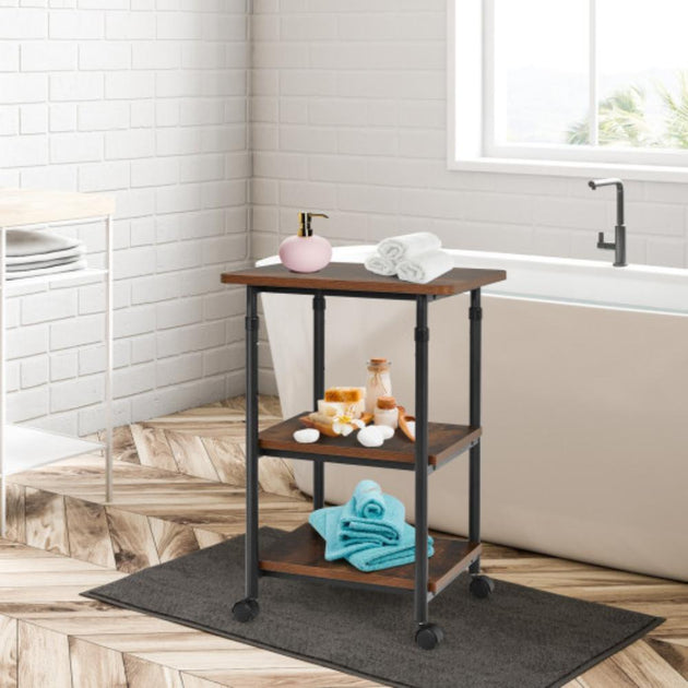 Hivvago 3-tier Adjustable Printer Stand with 360Â° Swivel Casters-Brown ...