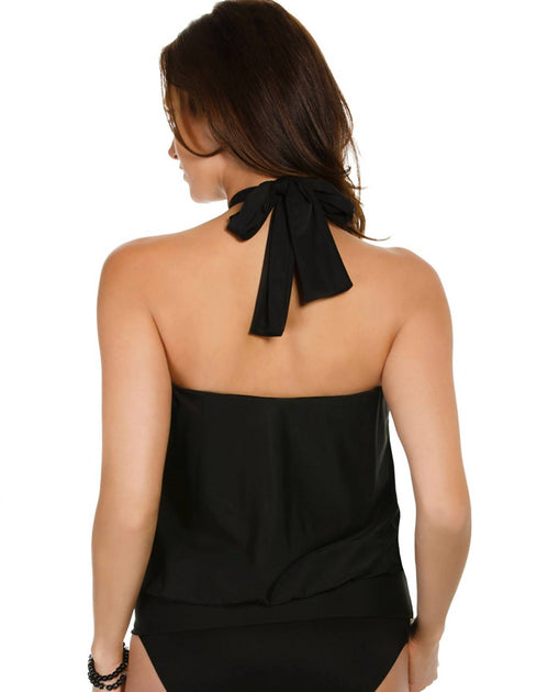 Miraclesuit Halter Blouson Underwire Tankini Top In Black | ShopSimon