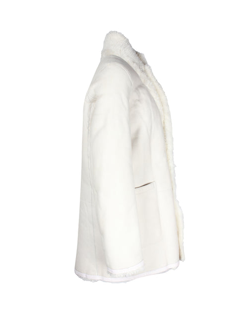 JOSEPH Lyne Reversible Shearling Coat In White Leather | ShopSimon