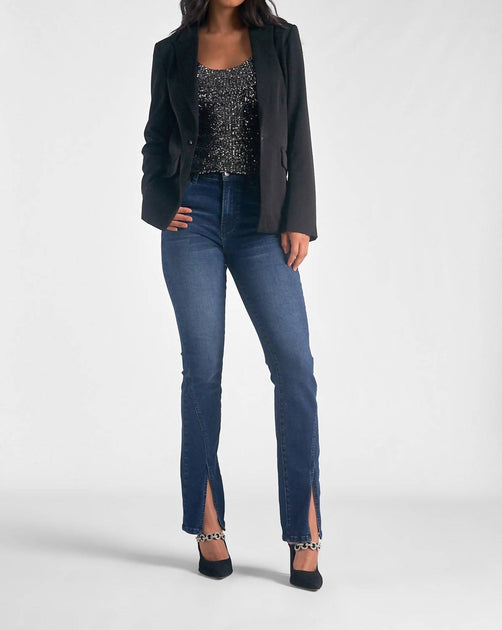 ELAN Rhinestone Rock Blazer In Black | ShopSimon