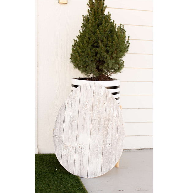 Homezia 24" Rustic White Wash Wood Large Egg | ShopSimon