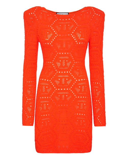 PHILIPP PLEIN Fluo Knit Mini Dress Monogram | ShopSimon
