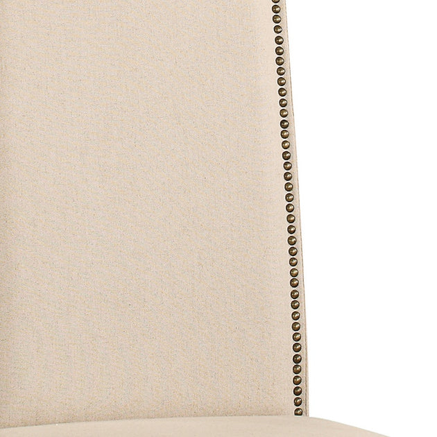 Homezia Cream And Chestnut Upholstered Linen Dining Parsons Chair ...