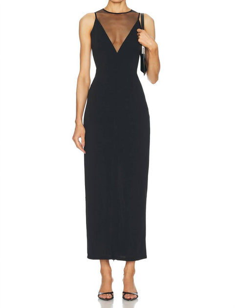 Fleur Du Mal Rose Spine Embroidery High Slit Maxi Dress In Black ...