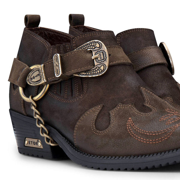 Infinity Leather Men's Brown Leather Metal Chain Winklepicker Cowboy ...