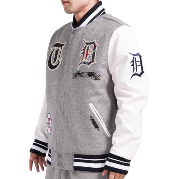 PRO STANDARD Tigers Pro Prop Varsity Jacket In H.grey/white | ShopSimon