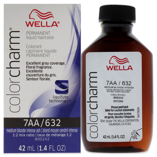 Wella Color Charm Permanent Liquid Hair Color - 7aa 632 Medium Blonde ...
