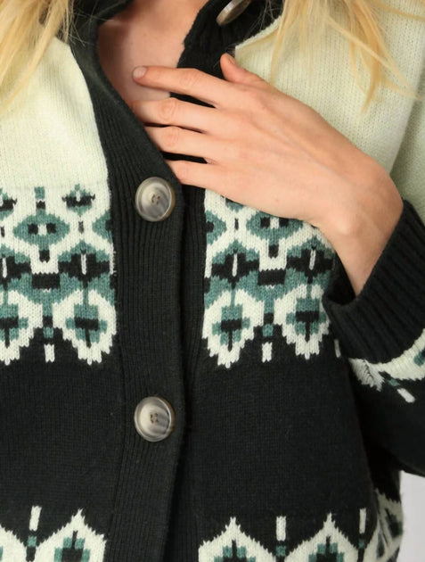 Electric & Rose Rudi Cardigan In Fair Isle Pine | ShopSimon