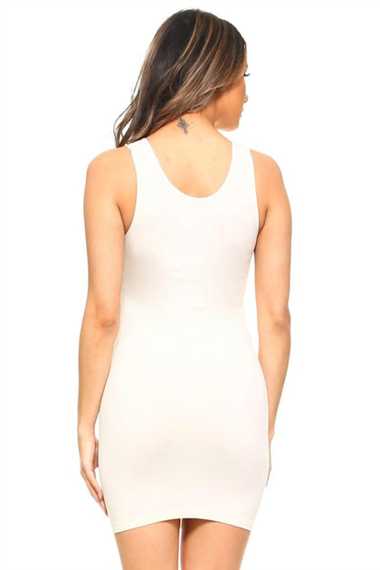 Yelete Seamless Long Tank Slip Dress In White | ShopSimon