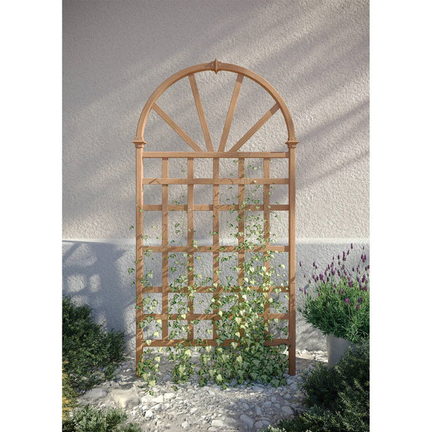 Hivvago 77-inch Outdoor Light Brown Vinyl Lattice Garden Trellis with ...