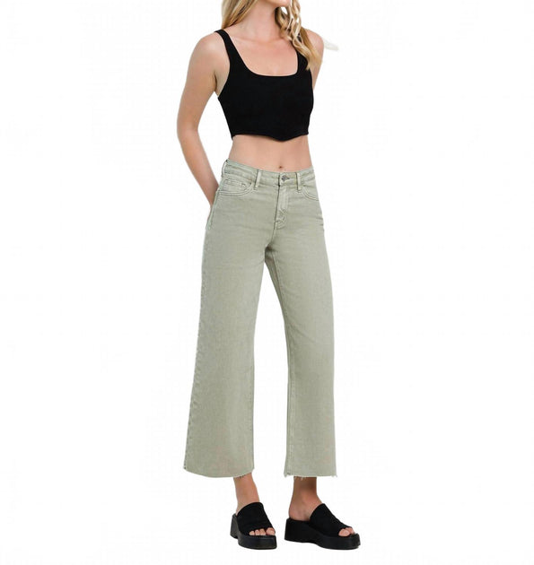 VERVET BY FLYING MONKEY High Rise Wide Leg Jeans In Swamp | ShopSimon